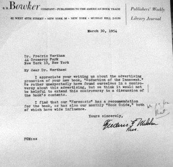 Warren Bernard's Citations and Fredric Wertham Documents - The Comics ...